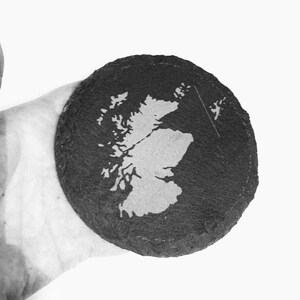 Scotland Map Slate Coasters Laser Engraved Round Rustic Slate Coaster ...