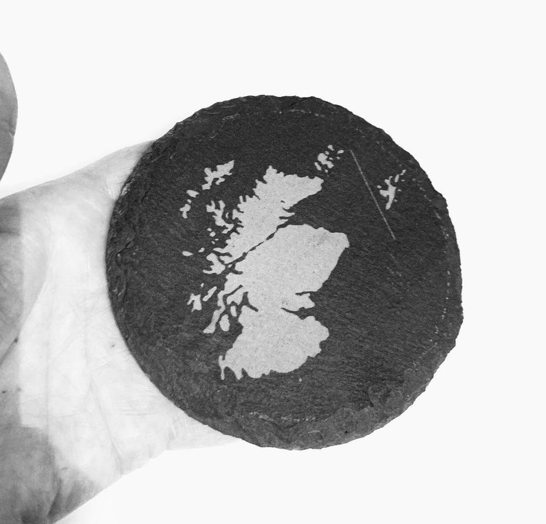 Scotland Map Slate Coasters Laser Engraved Round Rustic Slate - Etsy