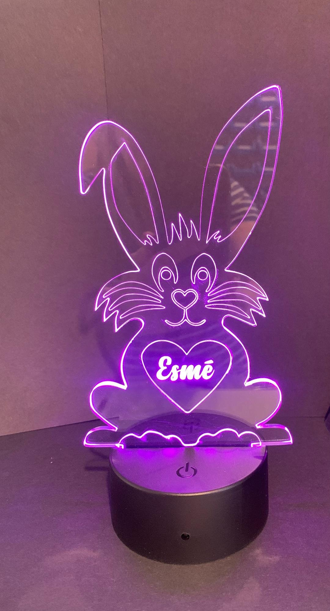 Bunny Rabbit Personalised Night Light Acrylic 7-color 3D Touch Lamp USB ...