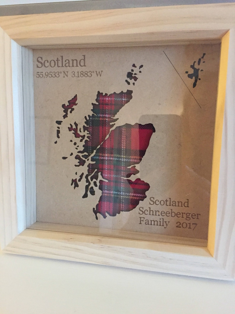 Scotland Map With Scottish Themed Background in Box Frame..a - Etsy