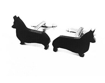 Black and Beige Toned Corgi Dog Cufflinks - Etsy