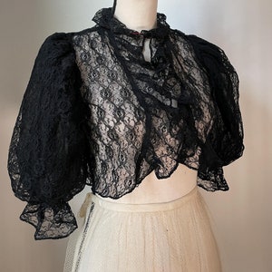 Vintage Lace Shrug Blouse Balloon Sleeves Safety Pin Closure - Etsy