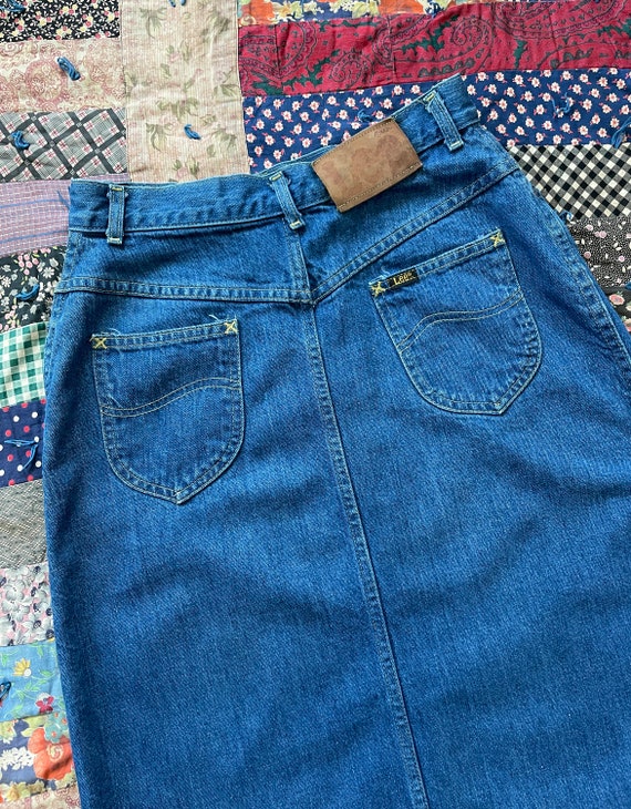 Vintage 1960s 1970 Lee Denim Skirt High Rise Talon Zi… - Gem