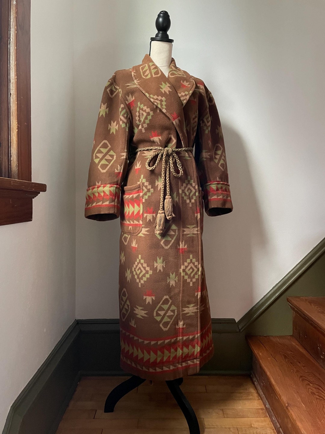 Vintage 1920s 1930s Blanket Robe Duster Coat Southwestern Rare X-large ...