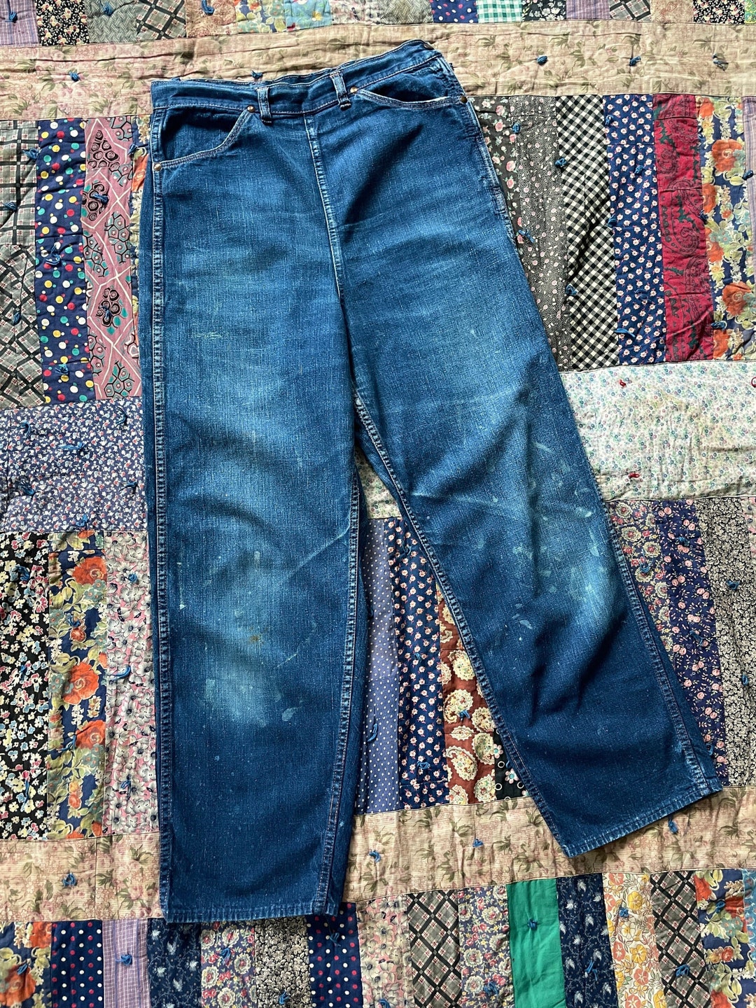 Vintage 1940s 1950s Side Zip Jeans Paint Splattered Ranch Craft Women's ...