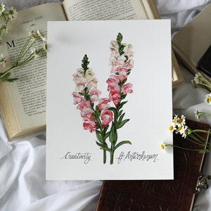 Snapdragons - Creativity - Vertical Flower Language Print - Etsy
