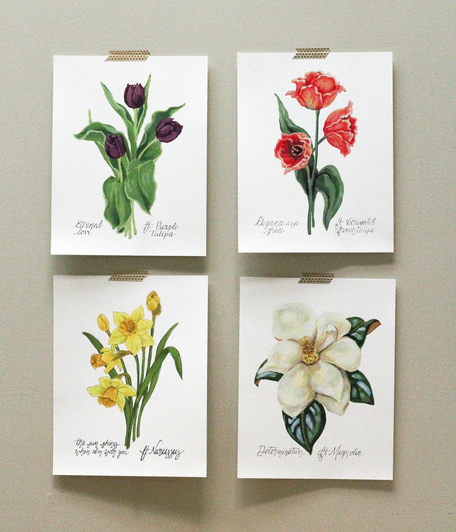 Magnolia - Determination - Vertical Flower Language Print - Etsy