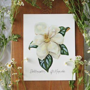 Magnolia - Determination - Vertical Flower Language Print - Etsy