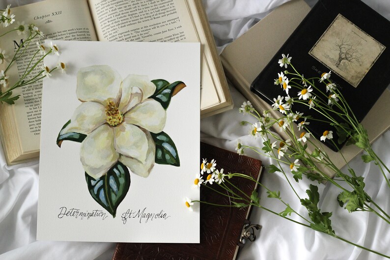 Magnolia - Determination - Vertical Flower Language Print - Etsy