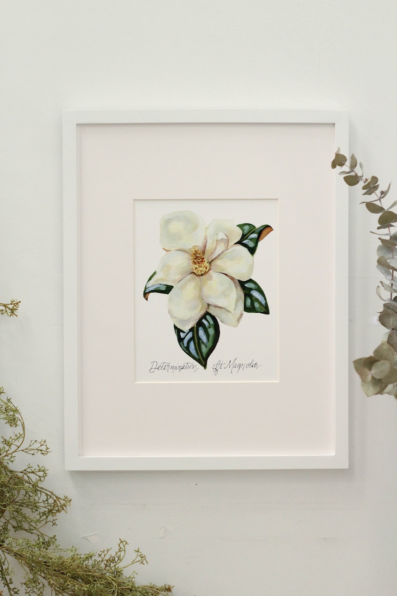 Magnolia - Determination - Vertical Flower Language Print - Etsy