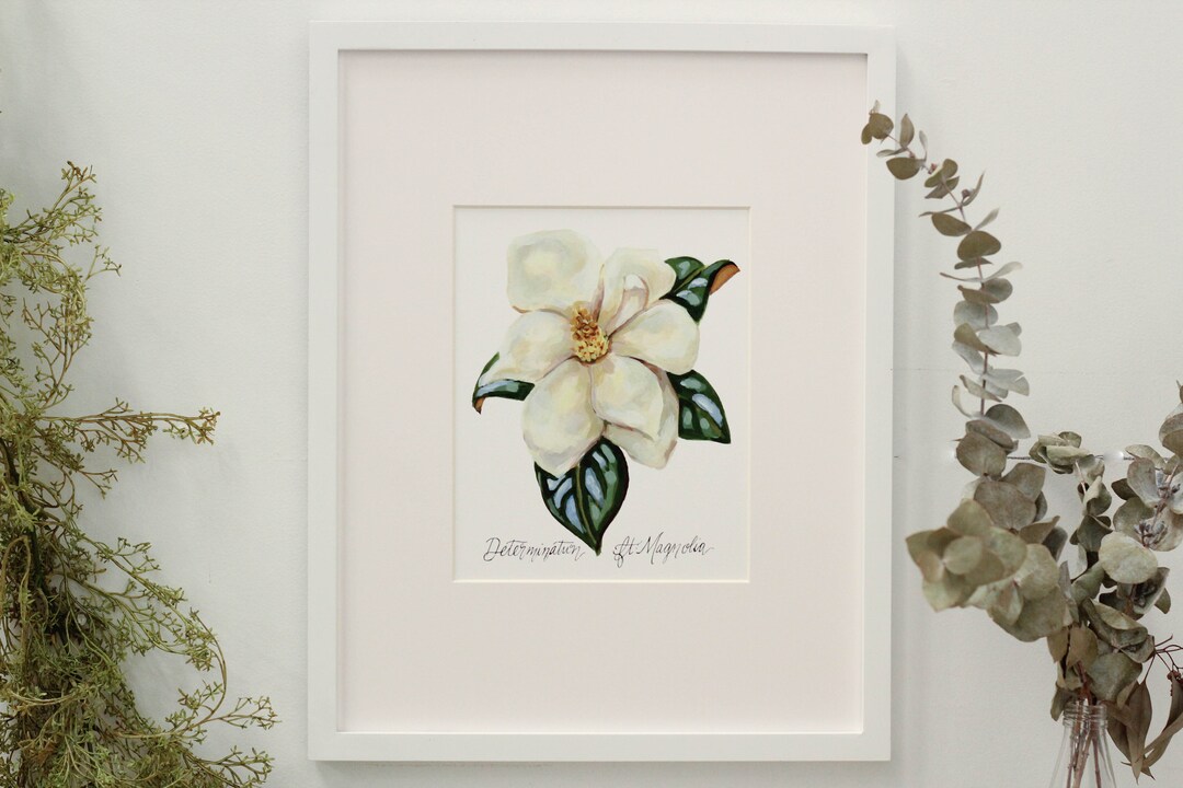 Magnolia - Determination - Vertical Flower Language Print - Etsy