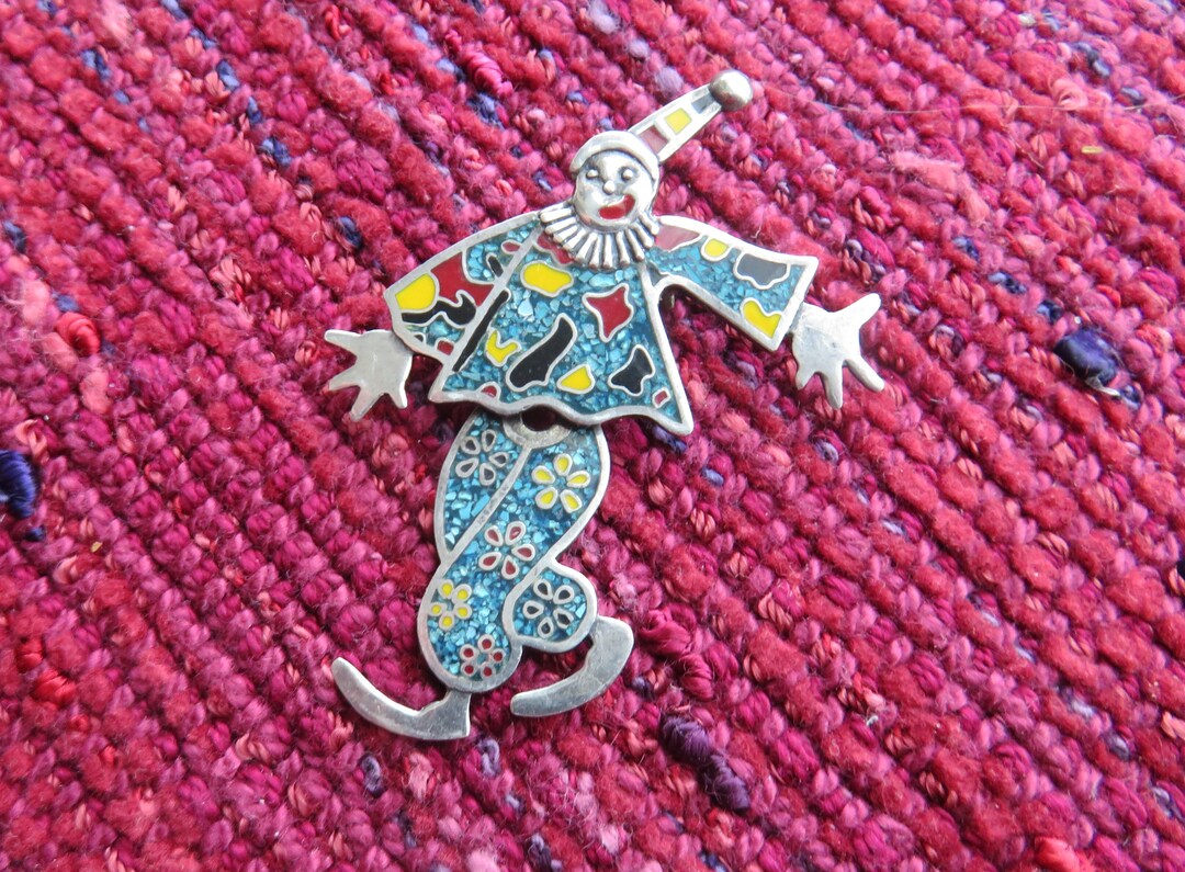 Mexico Articulated Clown or Court Jester Pin or Pendant With - Etsy