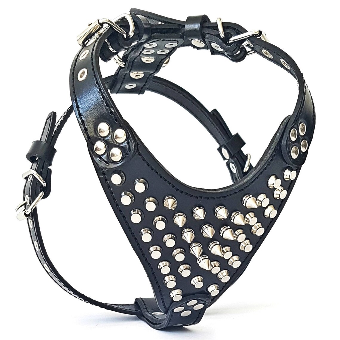 Bestia frenchie Leather Studded Harness. 100% Hand - Etsy