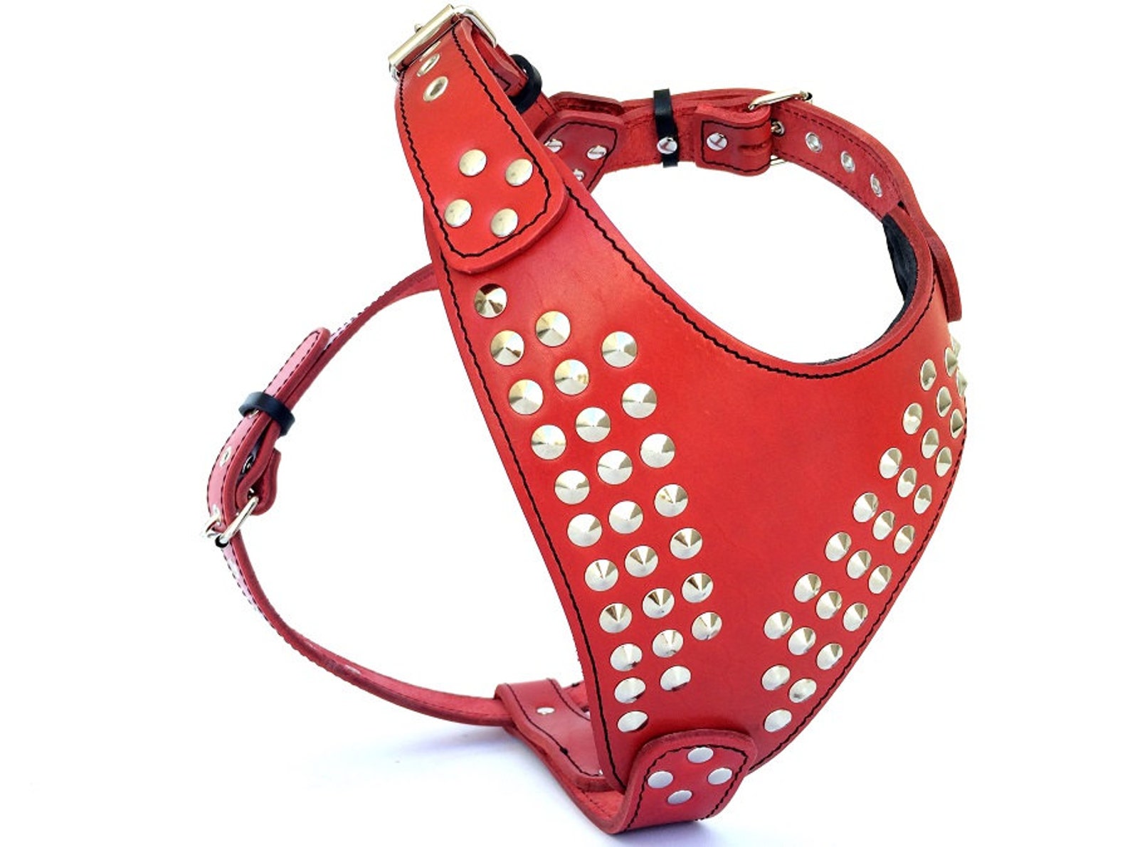 Bestia™ Genuine Leather "star" Harness. Studded. Soft Padded Chest ...