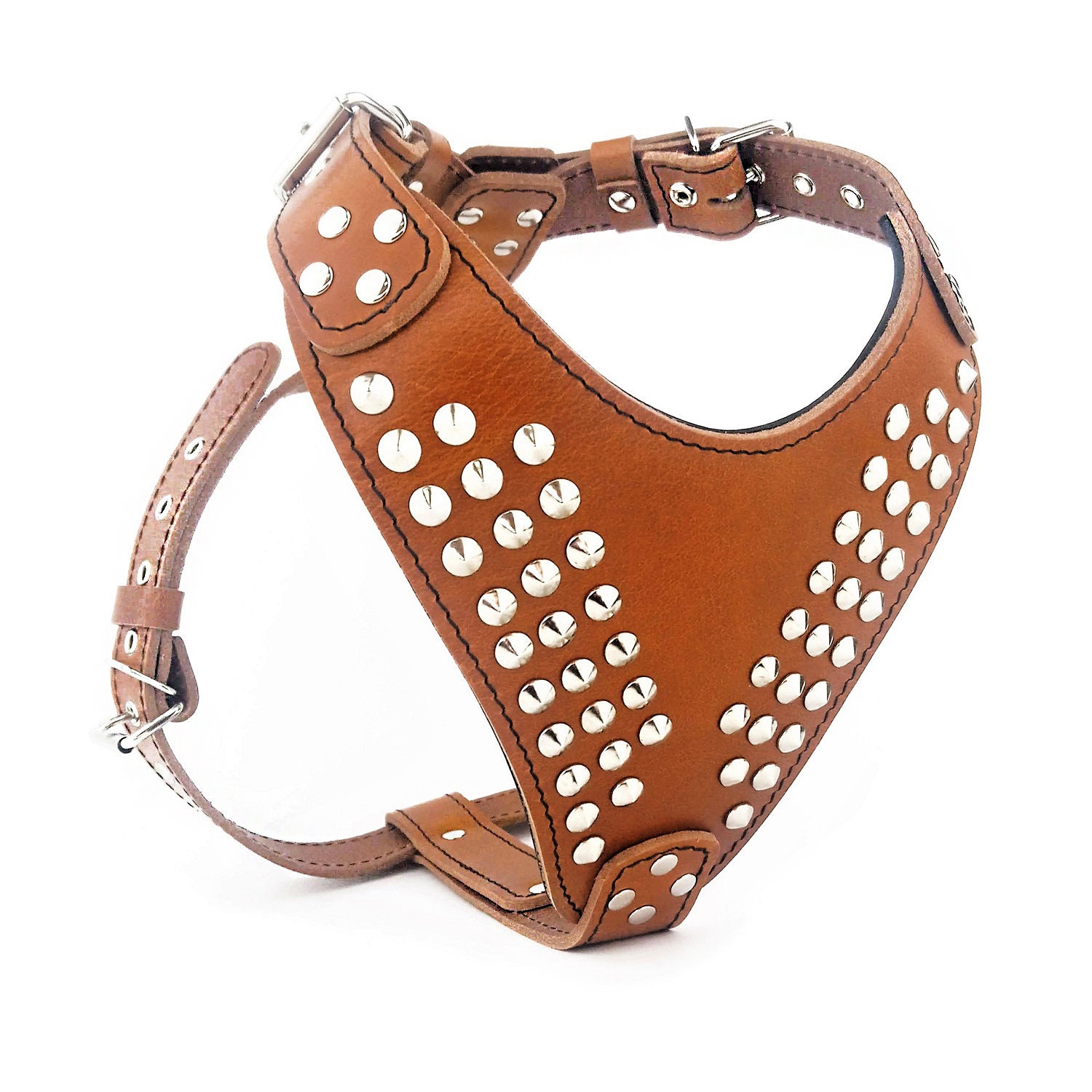 Bestia™ Genuine Leather "star" Harness. Studded. Soft Padded Chest ...