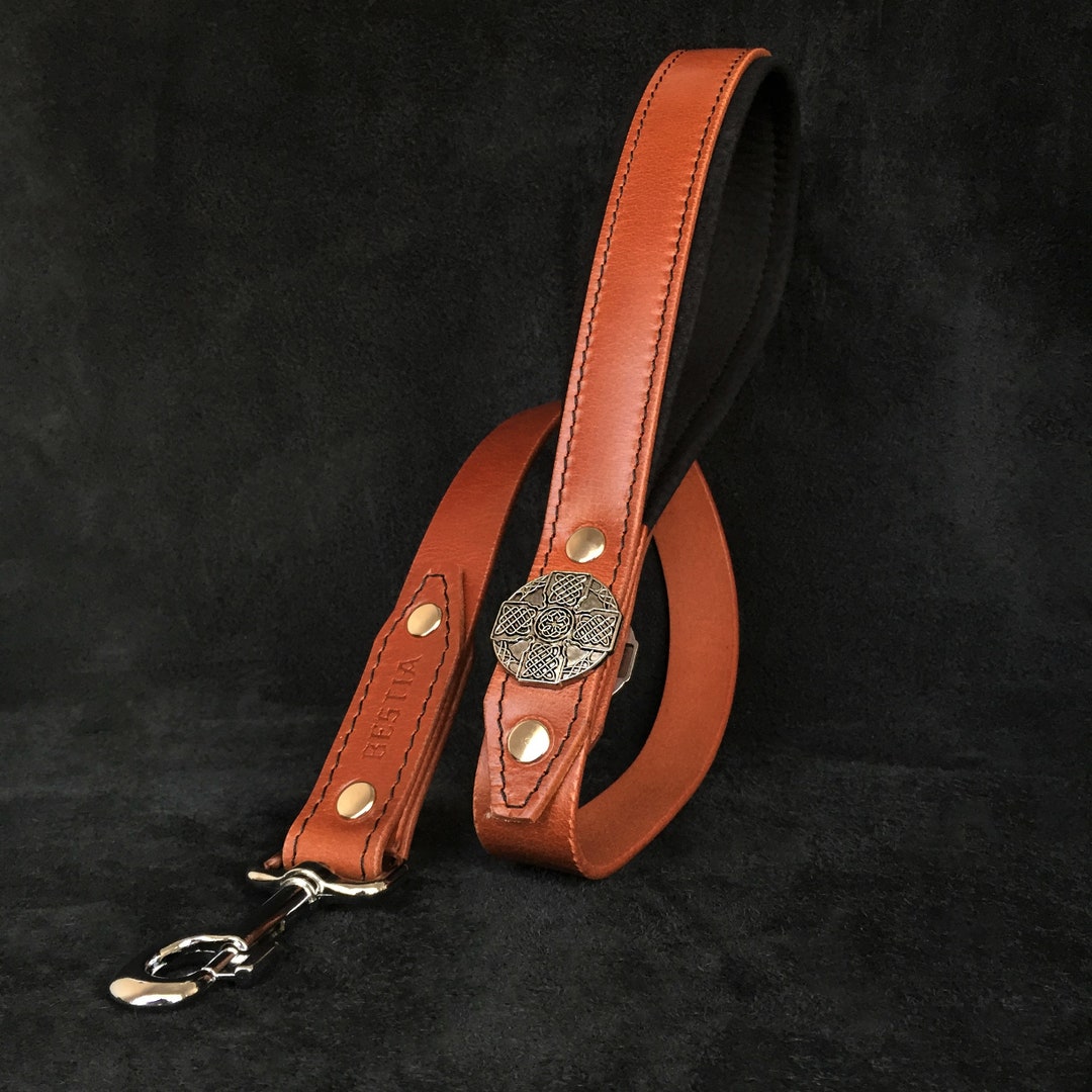 The Bestia™ "maximus" Silver Dog Leash. 3 Cm Wide. Soft Padded Handle ...
