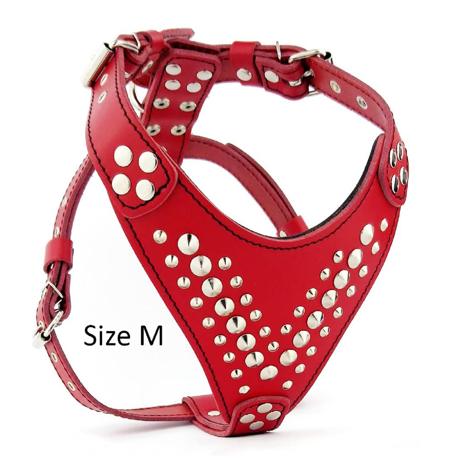 Studded Leather Dog Harness – Handmade Padded Chest Plate, Sizes M-XXL ...