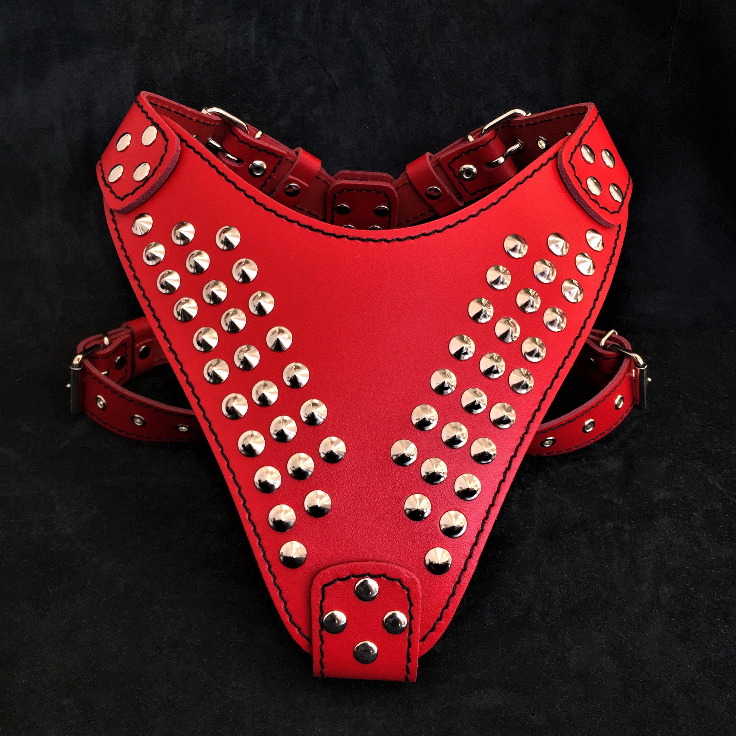 Bestia™ Genuine Leather "star" Harness. Studded. Soft Padded Chest ...