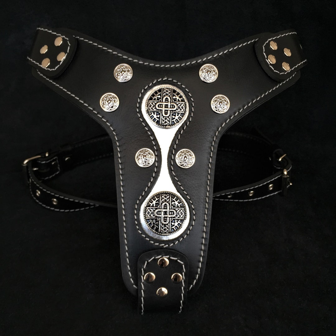 Bestia™ Genuine Leather "hektor" Harness. Rivet Design. Soft Padded ...