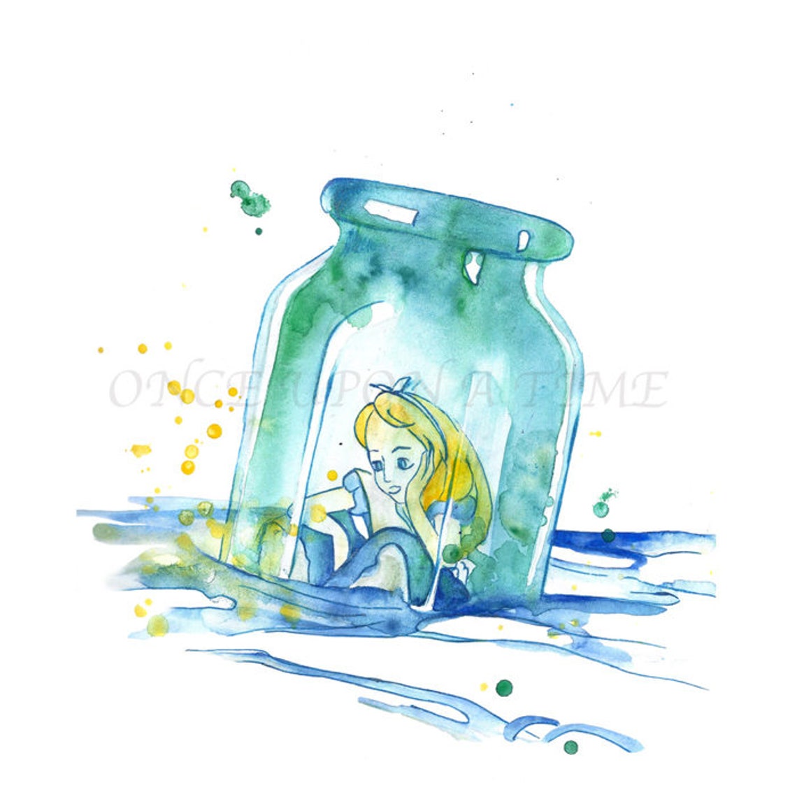 Alice in Wonderland/alice in the Bottle/ Disneywatercolor Art - Etsy