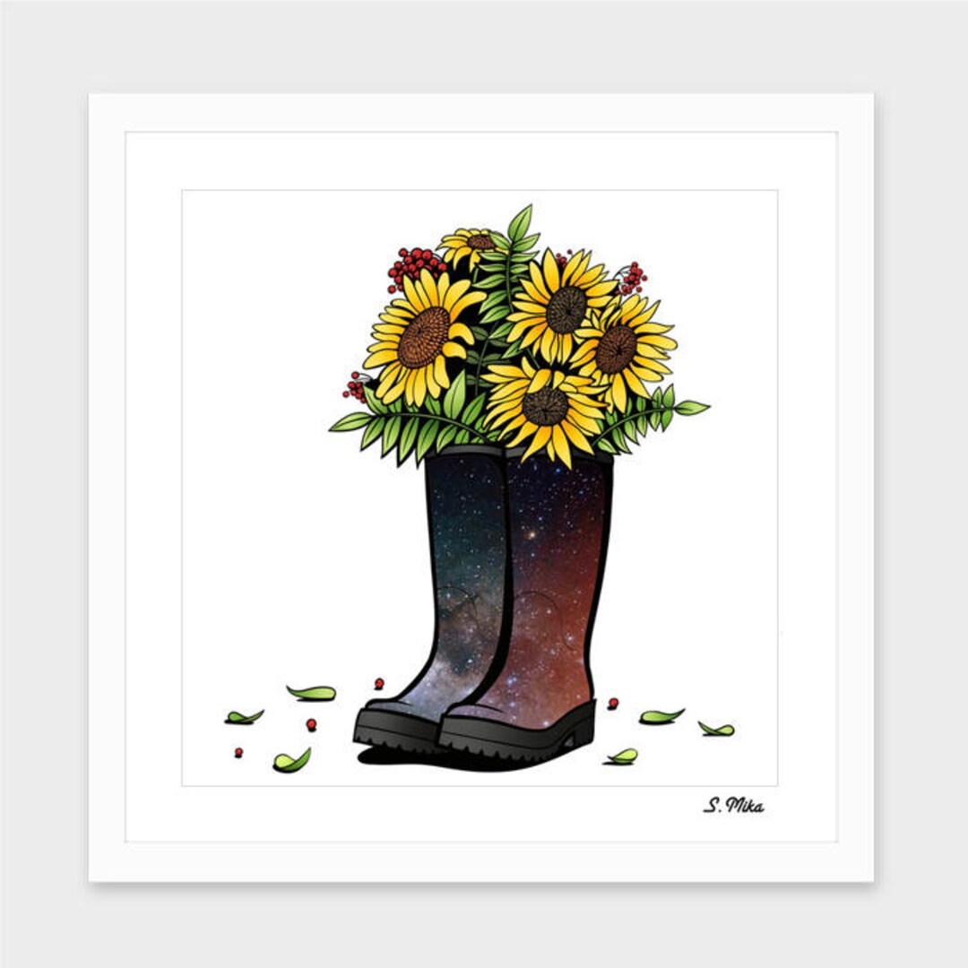 Sunflowers. Flowers in Bots. Cosmos Galaxy Art. Floral - Etsy