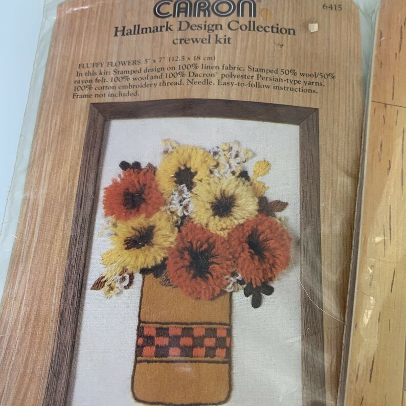 Lot 3 Caron Crewel Vintage Kits Flowers Hallmark Design Collection 5x7 ...