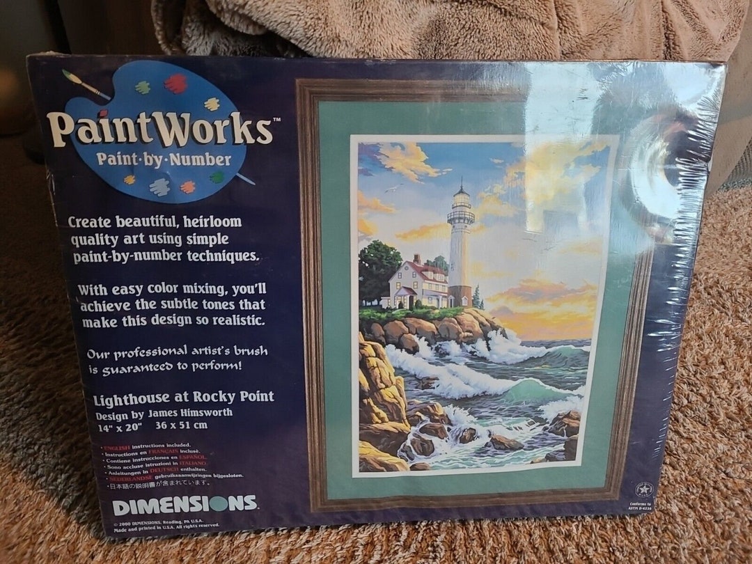 Vintage Sealed Paint Works Dimensions Paint by Number Kit Lighthouse ...