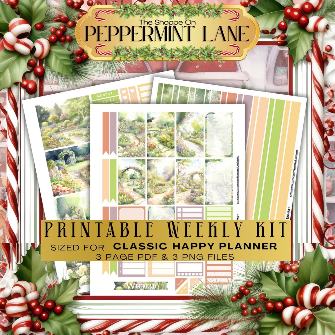 Garden Stroll Classic Happy Planner Vertical Week Stickers Kit, Digital ...