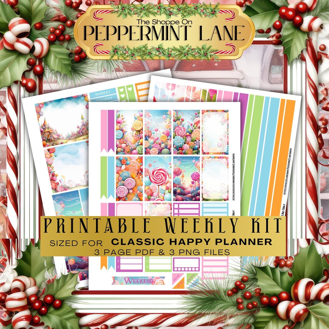Candy Land Classic Happy Planner Vertical Week Stickers Kit, Digital ...