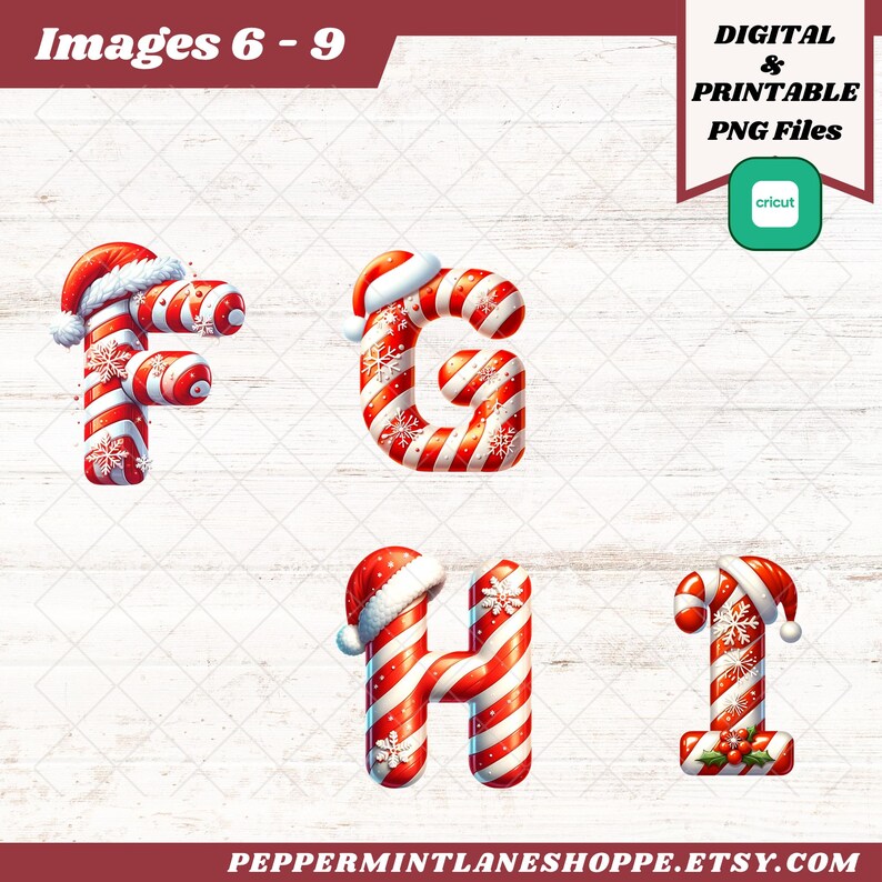 Candy Cane Alphabet Clipart - Printable Digital Clipart PNG Images for ...