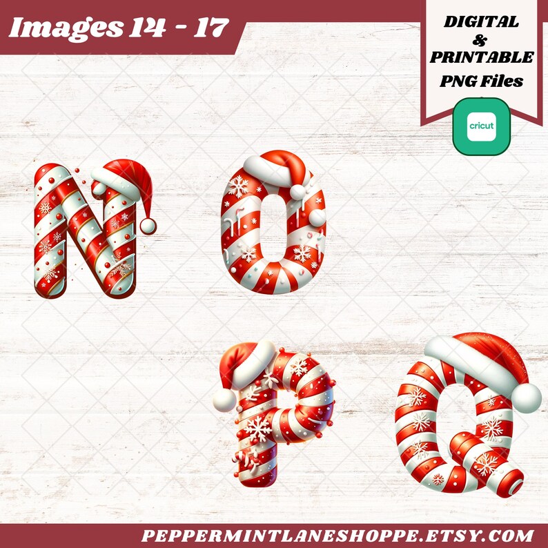 Candy Cane Alphabet Clipart - Printable Digital Clipart PNG Images for ...