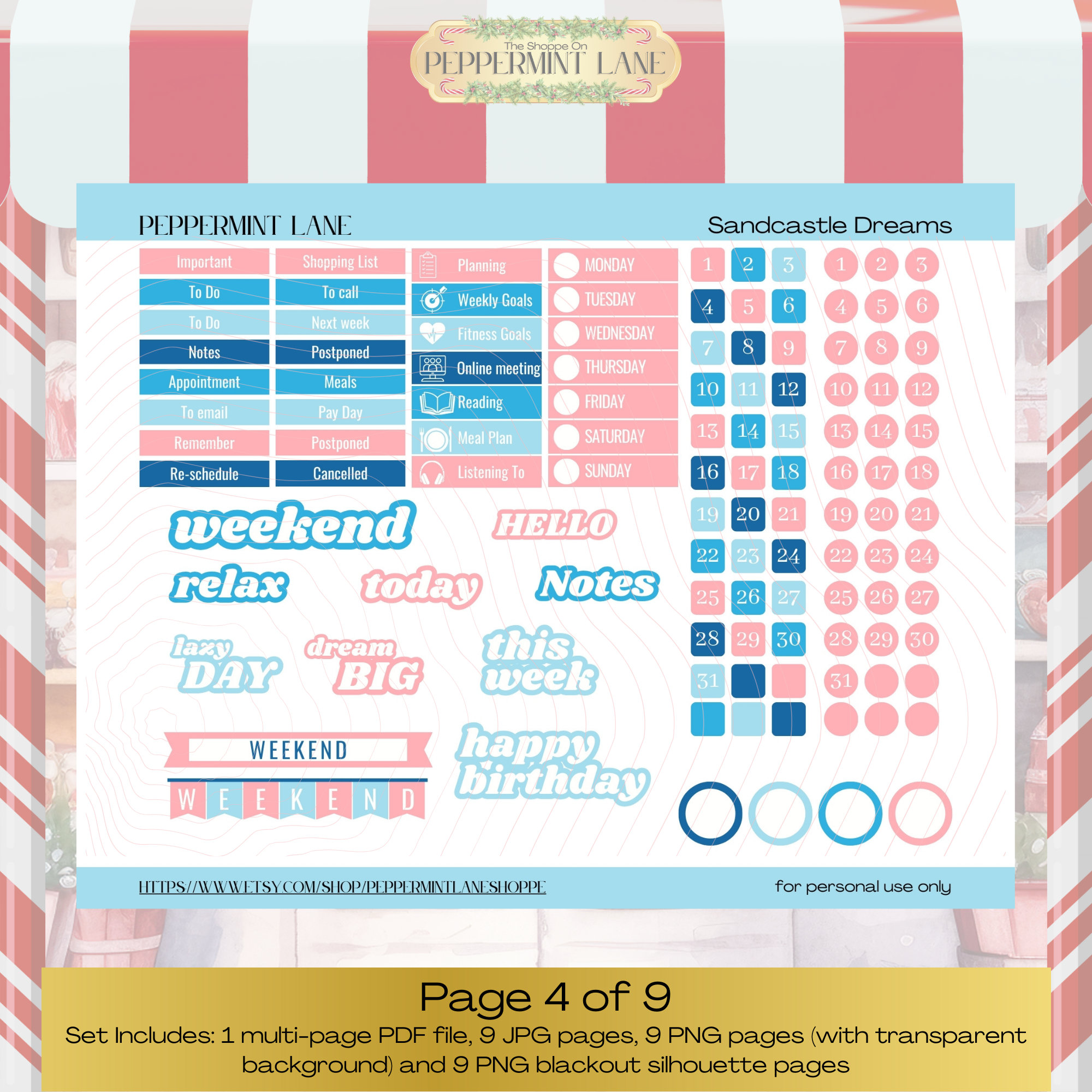 Weekly Printable Planner Stickers Kit, Vertical Week Stickers Kit ...