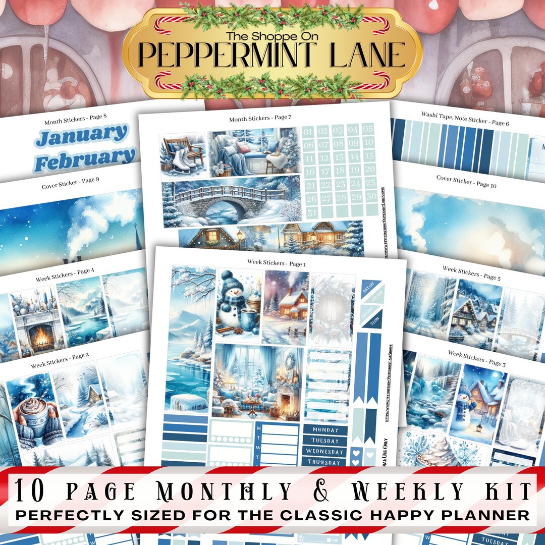 Winter Wonderland Classic Happy Planner Vertical Week and Month Sticker ...