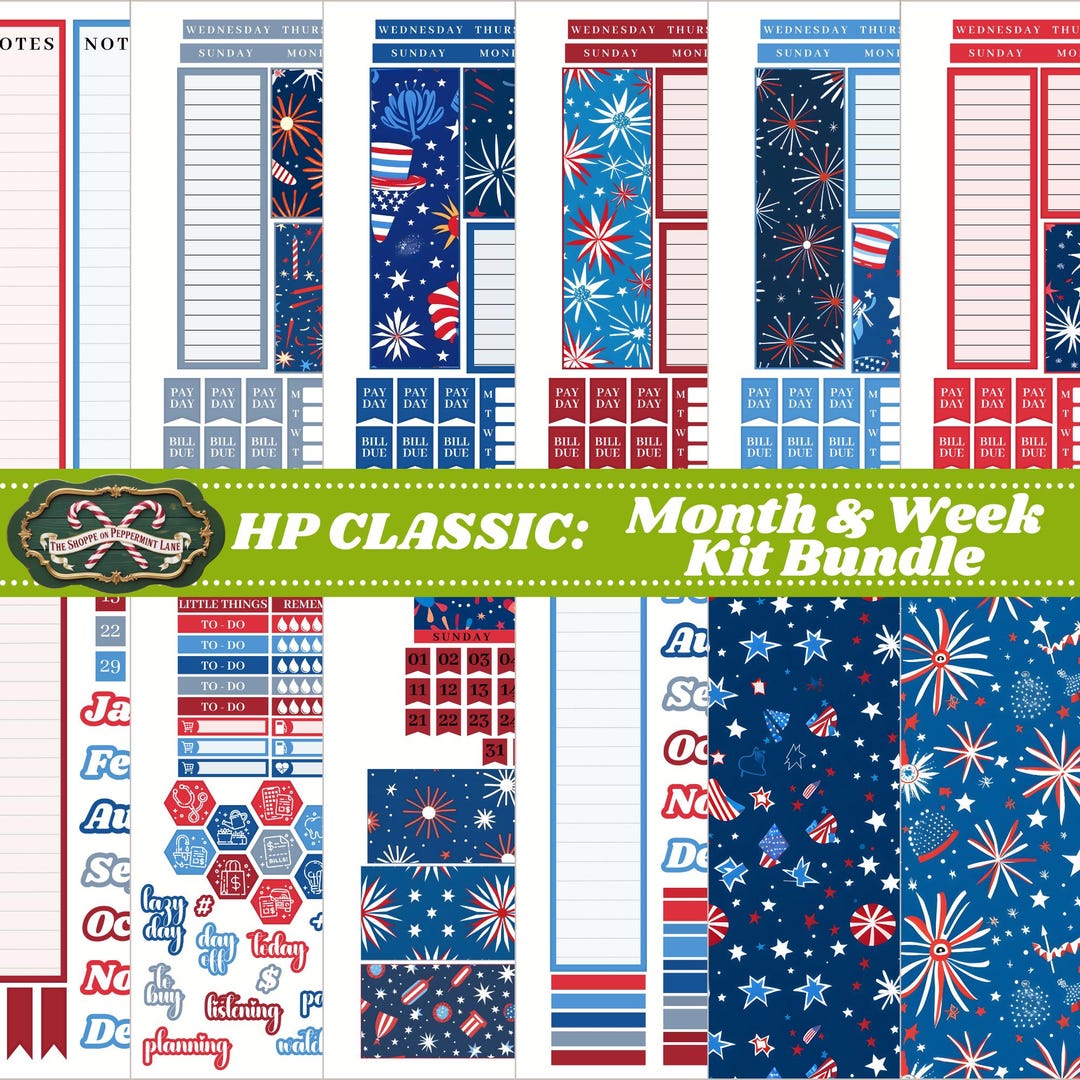 Firecrackers - Classic Happy Planner (HP) Bundle Kit Printable Planner ...