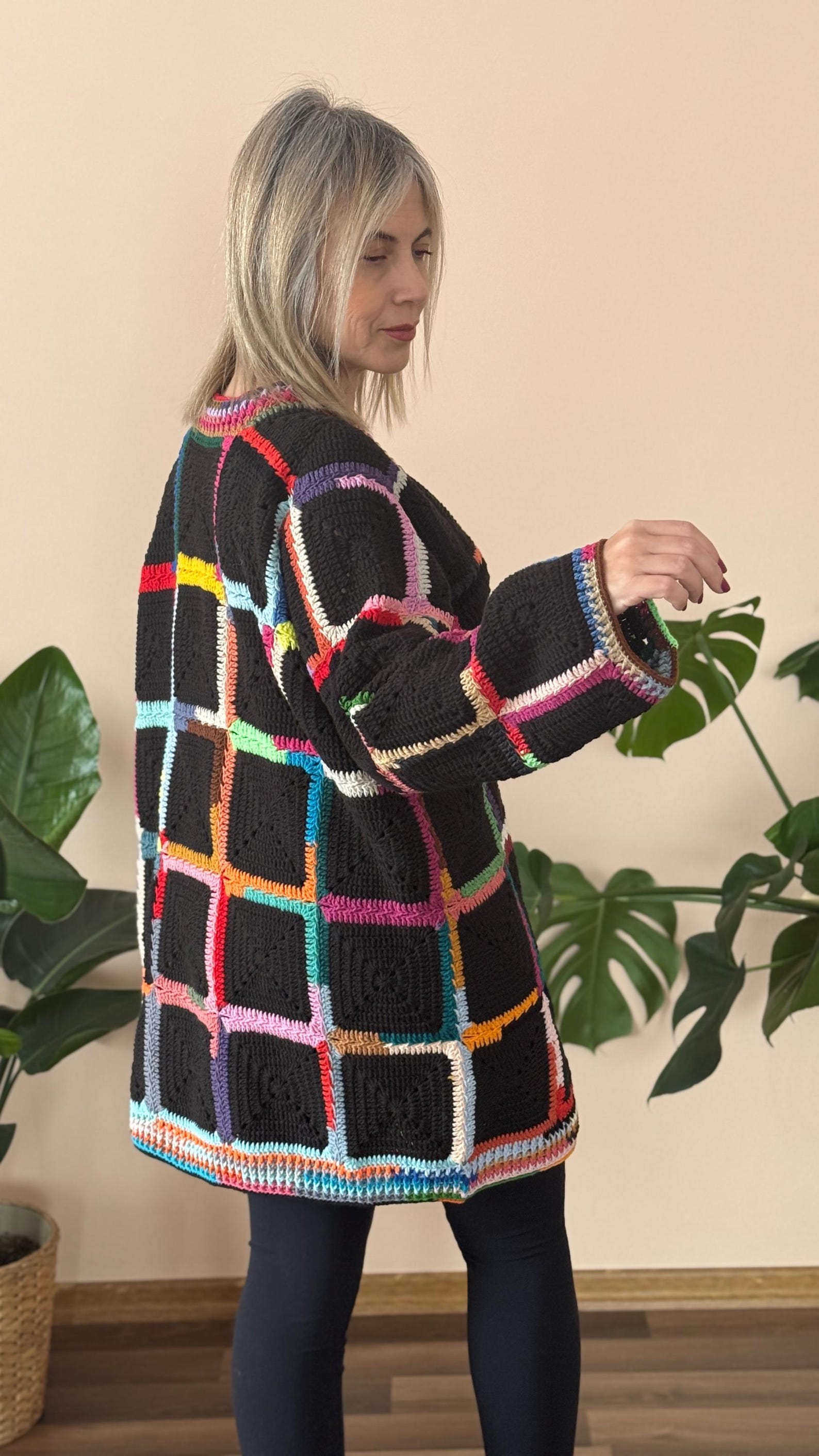 PİCASSO CROCHET CARDIGAN Hand Made Grannysquare Limited Edition - Etsy