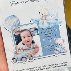 Custom Fridge/ref Magnets, Teddy Bear Christening Ref Magnet, Bear ...