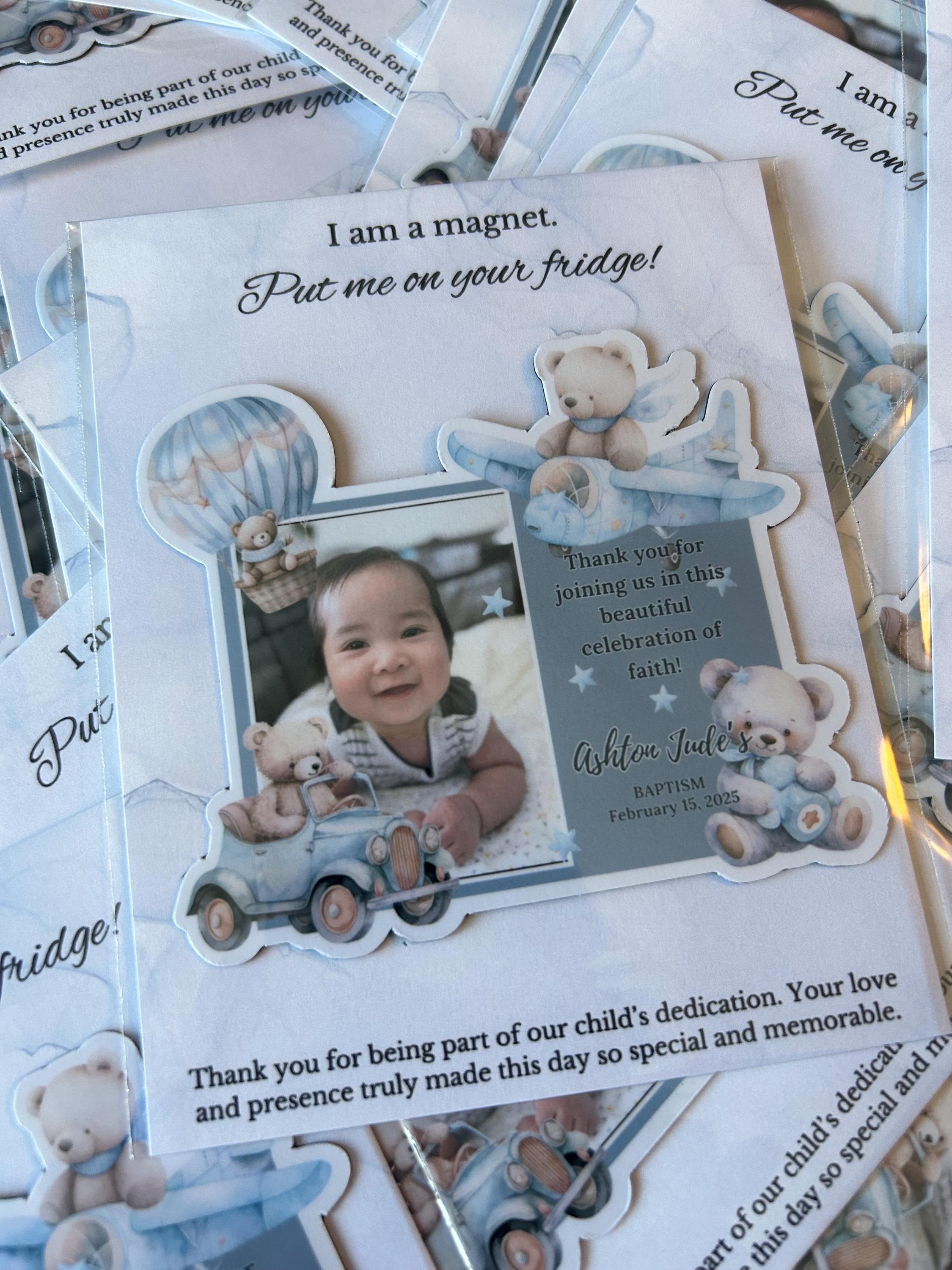 Custom Fridge/ref Magnets, Teddy Bear Christening Ref Magnet, Bear ...