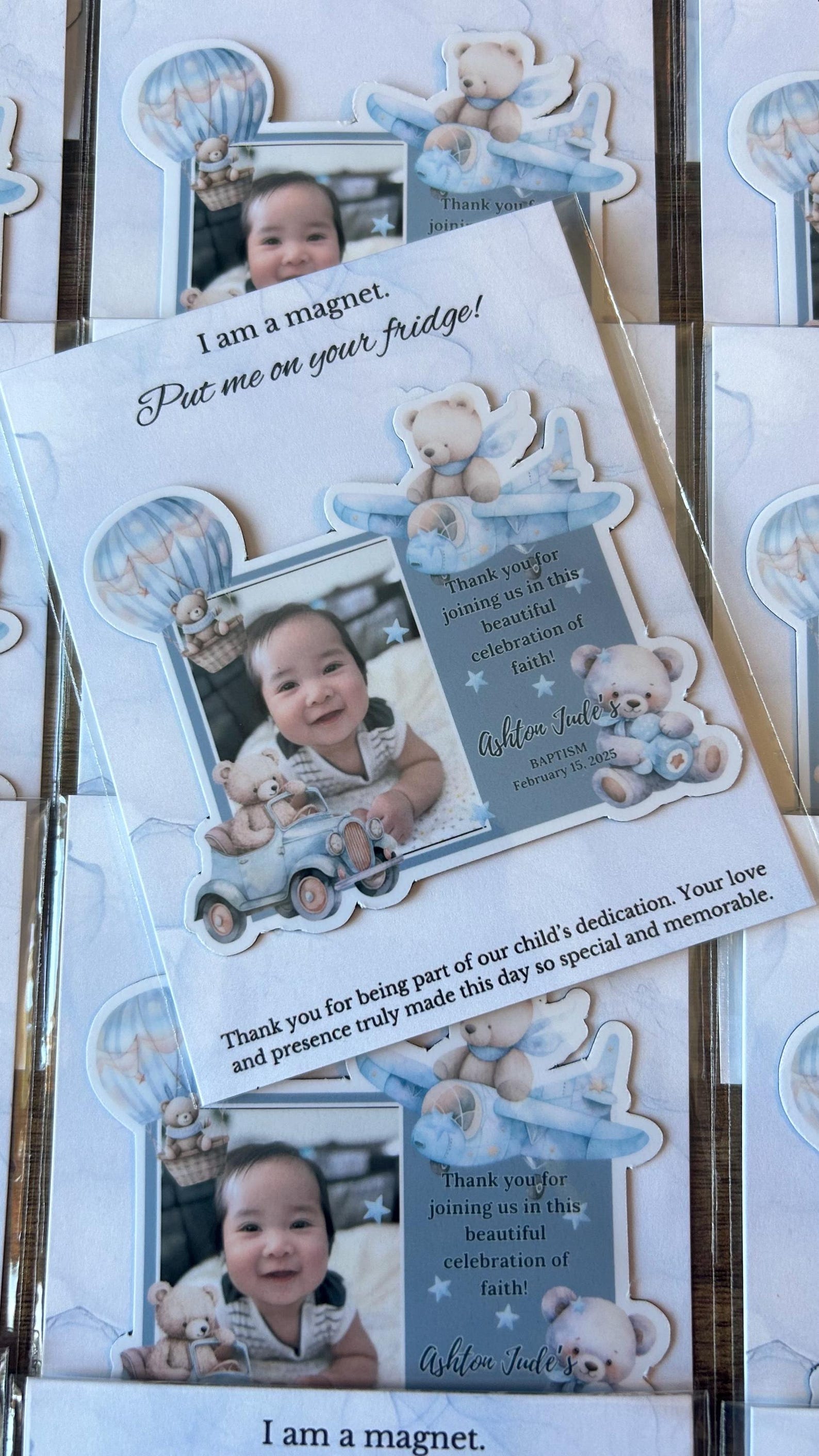 Custom Fridge/ref Magnets, Teddy Bear Christening Ref Magnet, Bear ...