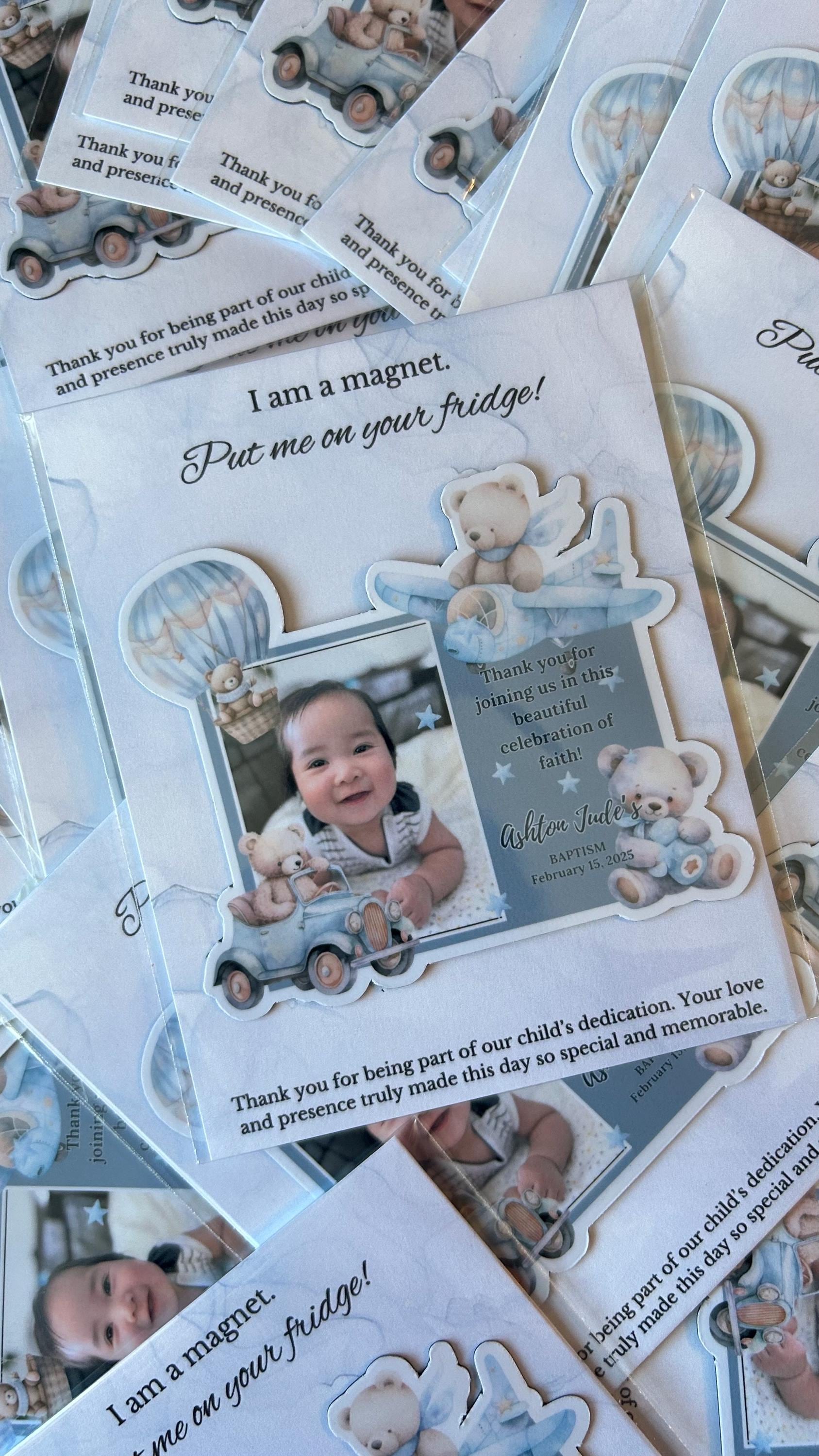 Custom Fridge/ref Magnets, Teddy Bear Christening Ref Magnet, Bear ...