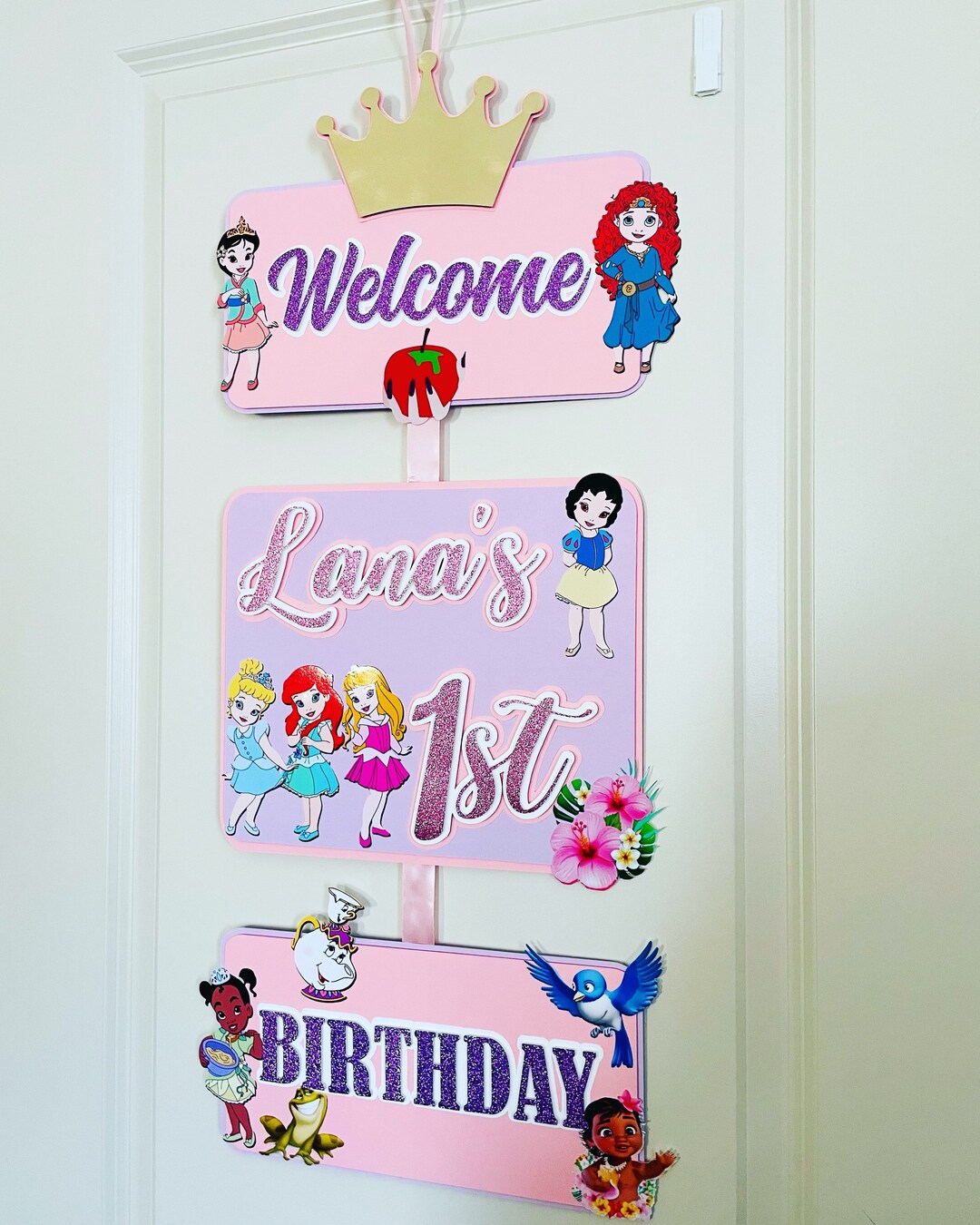 Disney Princess Door Hanger, Disney Princess Birthday, Disney Princess ...
