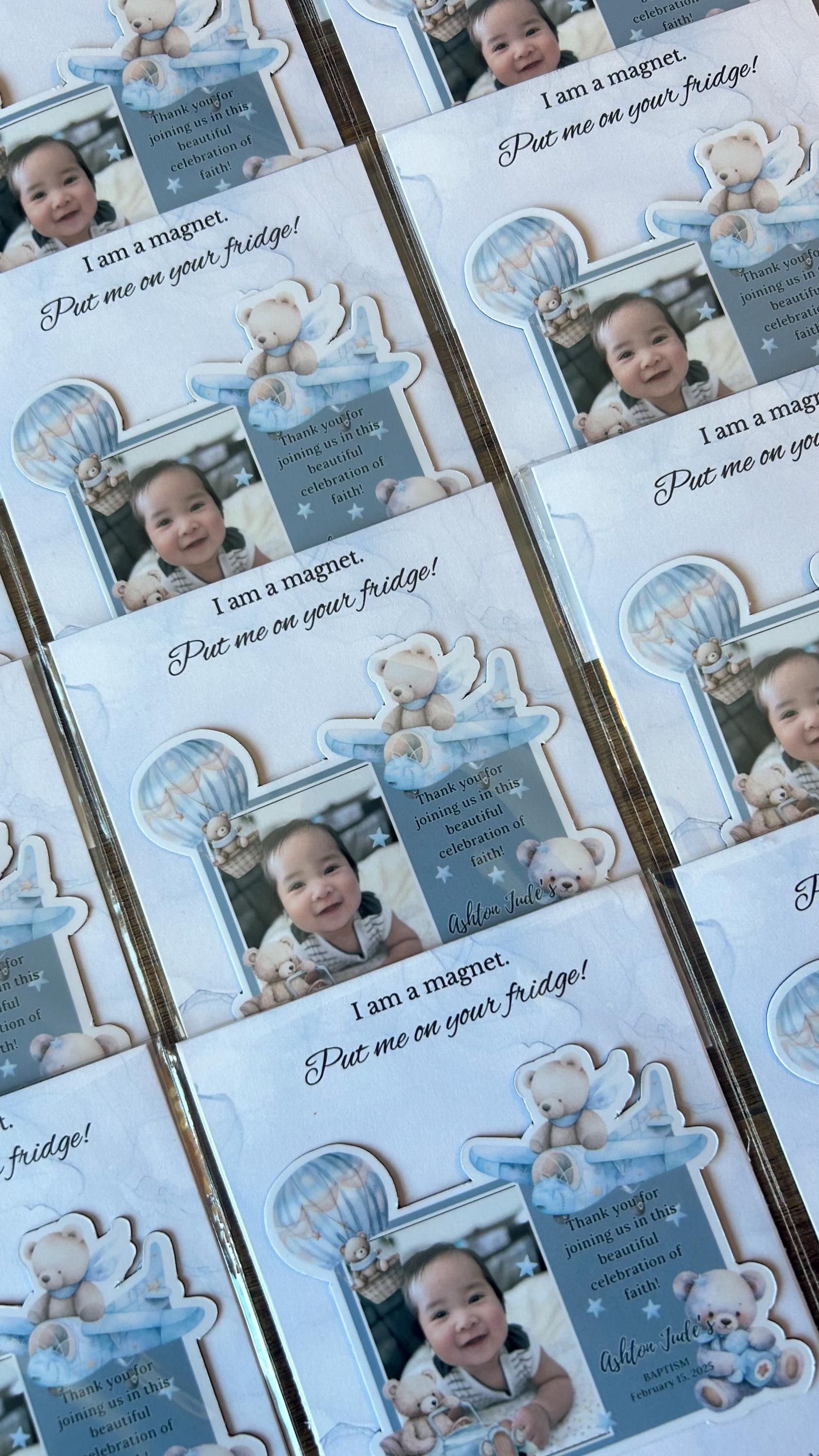 Custom Fridge/ref Magnets, Teddy Bear Christening Ref Magnet, Bear ...