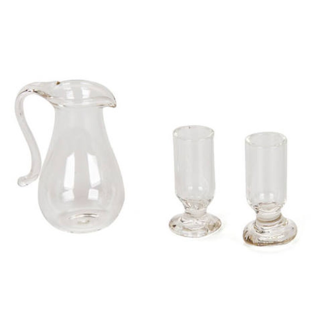 Miniature Glass Pitcher and Glasses - Etsy