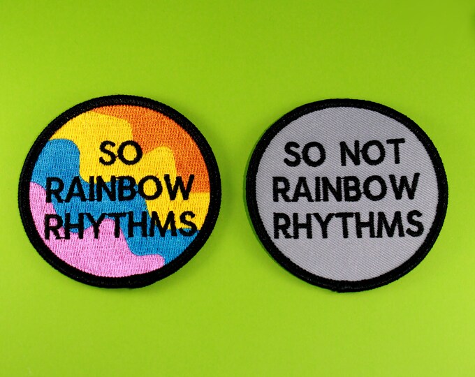 Peep Show Inspired 'so Rainbow Rhythms' and 'so Not Rainbow Rhythms' Iron on Patches /// Badge ...