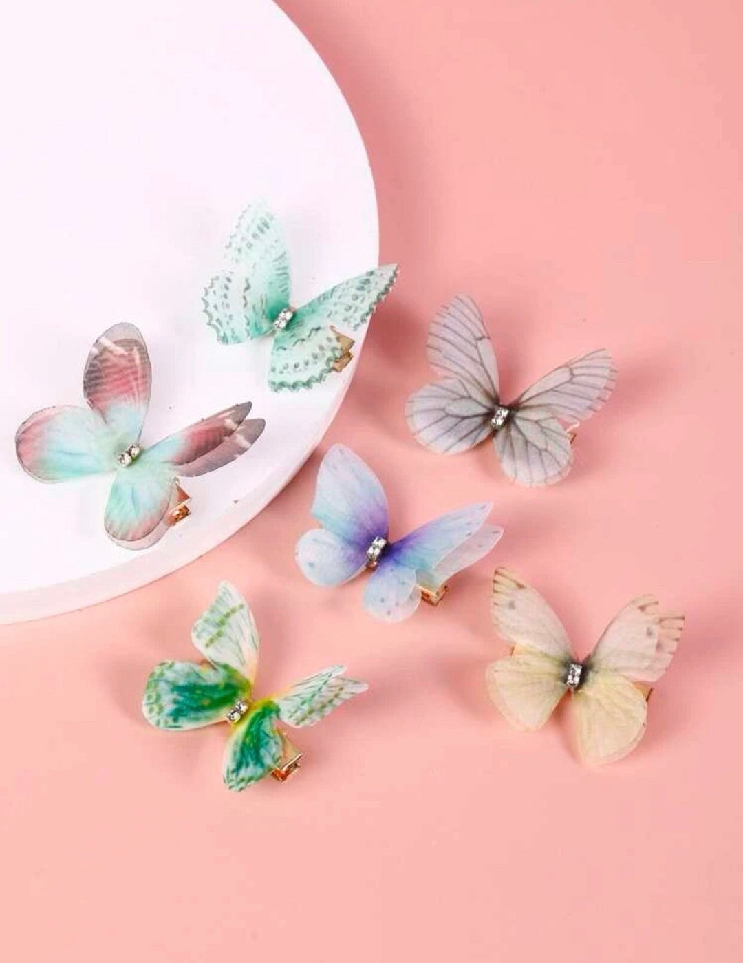 Green Monarchs Butterfly Clips Set Colorful Bright Neon - Etsy