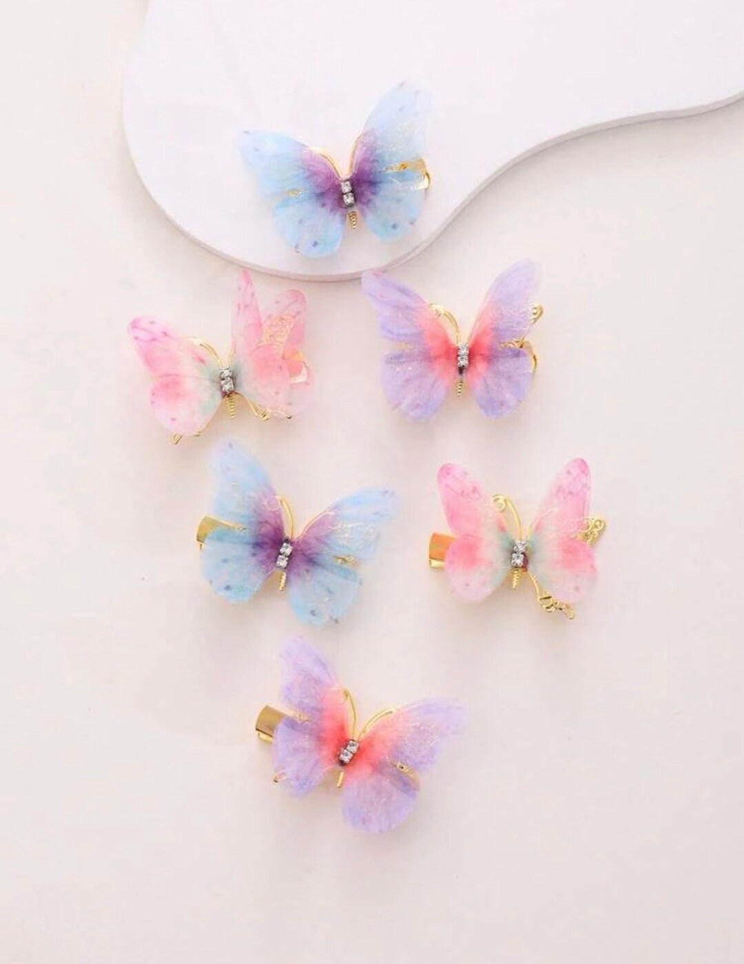 Pink Blue Purple Butterfly Clips Set, Toddler Clips, Monarch 3d ...