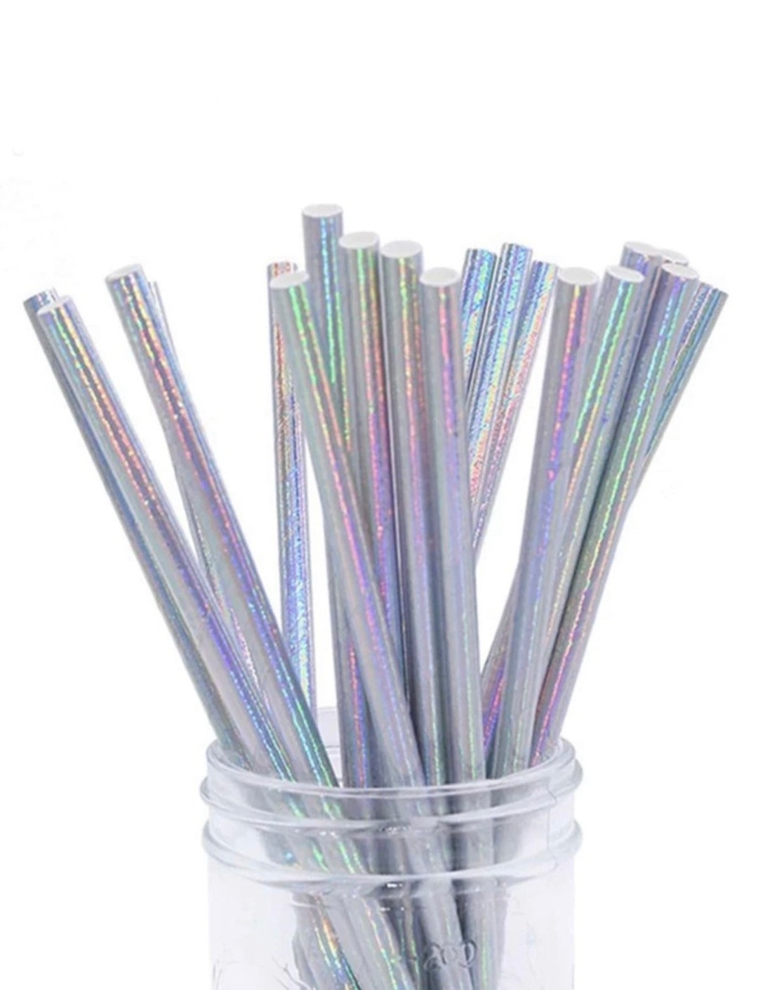 Silver Iridescent Party Disposable Paper Straws - Etsy