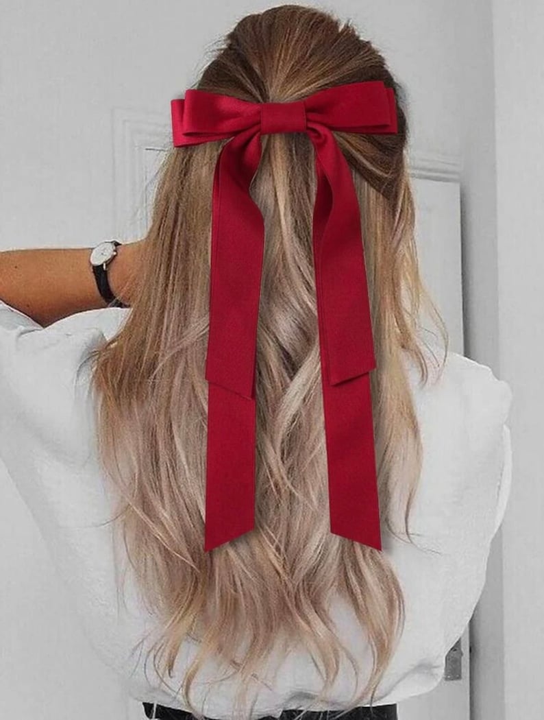The Penelope Red Bow Big Double Layered Bright Christmas Red - Etsy