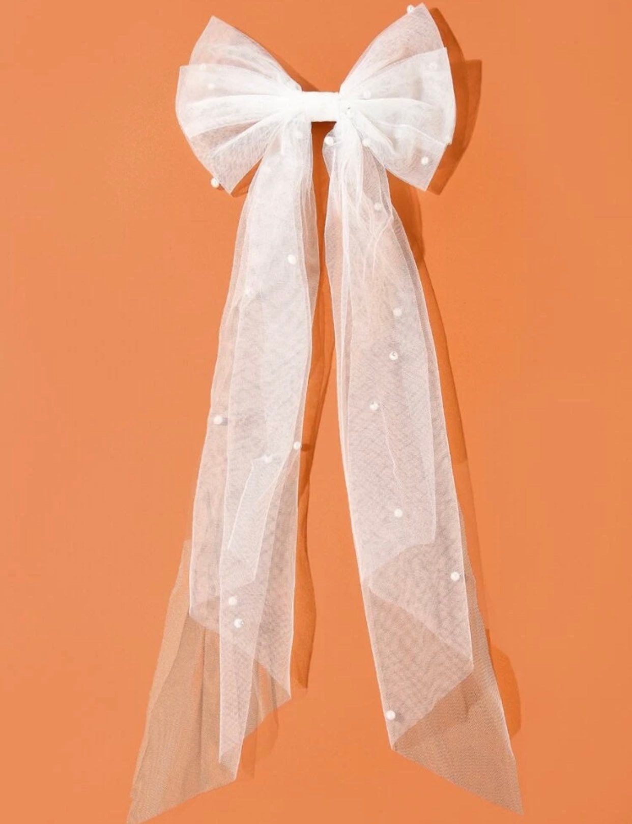 Long Wedding Bow a Big White Bow Out of White Tulle With - Etsy