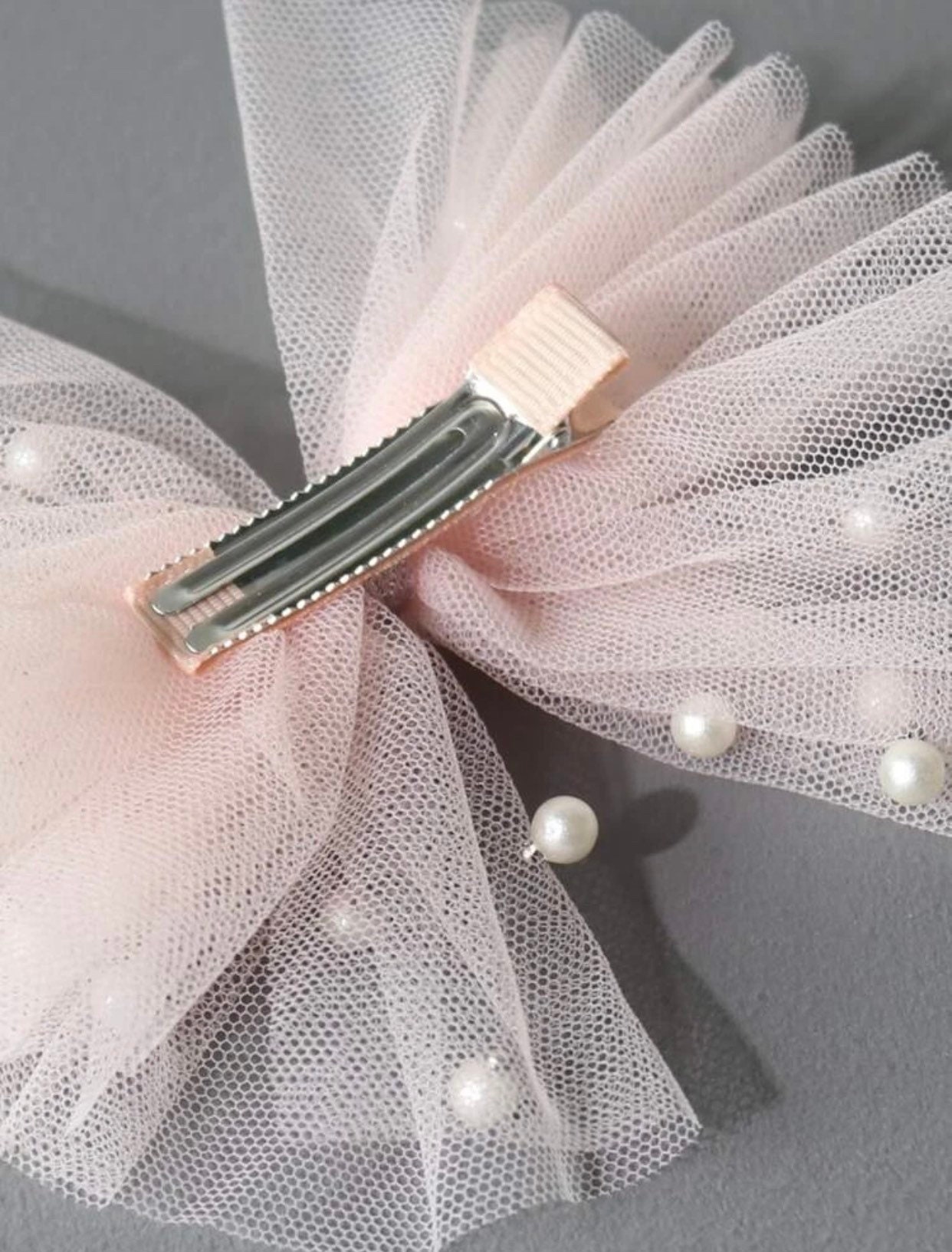 The Tutu Princess Bow Soft Pink Tulle With Pearls Clip or | Etsy