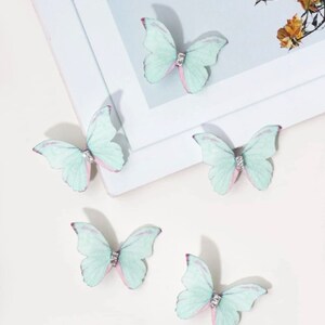 Mint Green Blue Butterfly Clips Set, Toddler Clips, Monarch 3d ...